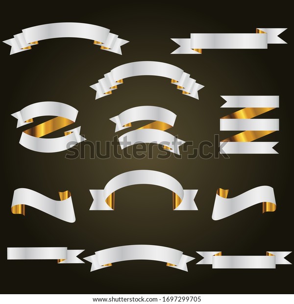 Gold Silver Ribbon Set Isolated Celebration Stock Vector (Royalty Free ...