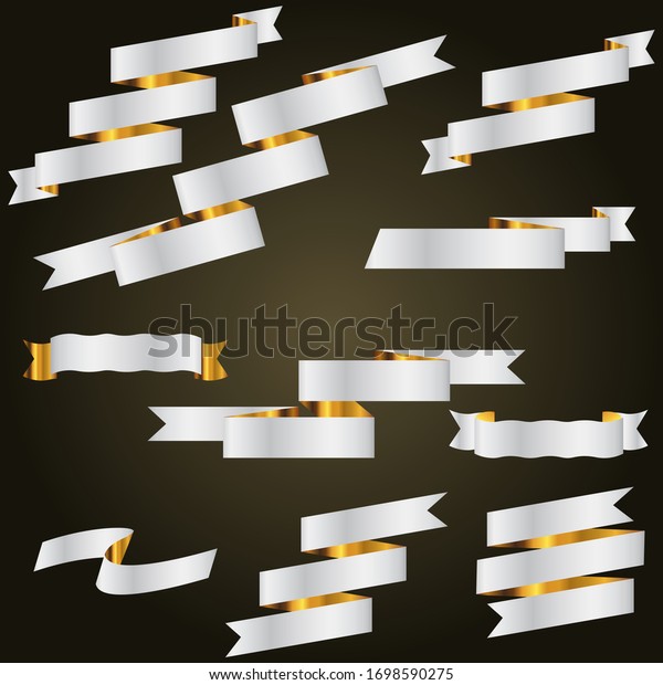 Gold Silver Ribbon Set Isolated White Stock Vector (Royalty Free ...