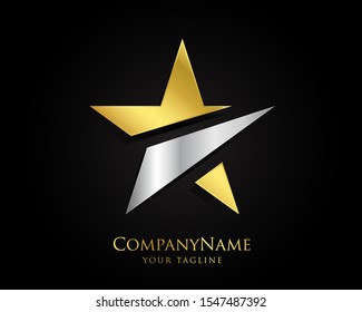 Gold Silver Star Logo Designs Vector Stock Vector (Royalty Free ...