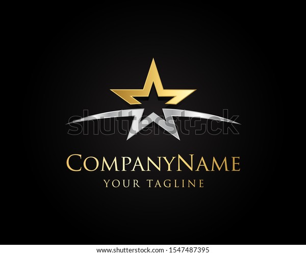 Gold Silver Star Logo Designs Vector : image vectorielle de stock ...