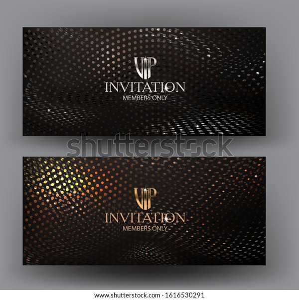 Gold Silver Vip Cards Sparkling Halftone Stock Vector (Royalty Free ...
