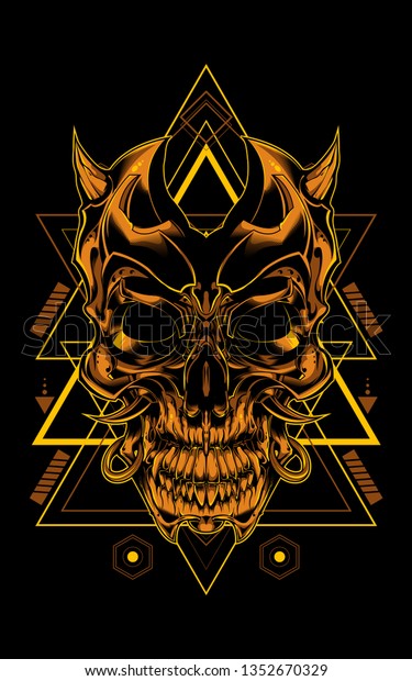 Gold Skull Sacred Geometry Stock Vector (Royalty Free) 1352670329