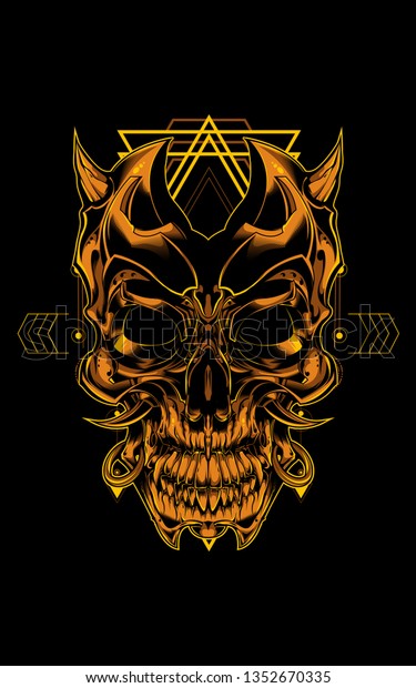 Gold Skull Sacred Geometry Stock Vector (Royalty Free) 1352670335