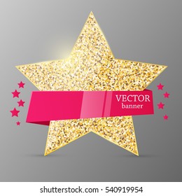 Gold Star Banner Design Template Vector Stock Vector (Royalty Free ...