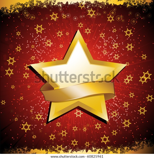 Gold Star Banner On Red Background Stock Vector (Royalty Free) 60825961 ...