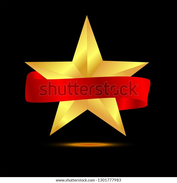 Gold Star Banner Vector Template 4 Stock Vector (Royalty Free ...