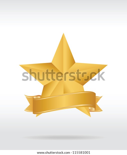 Gold Star Label Vector Illustration Stock Vector (Royalty Free ...