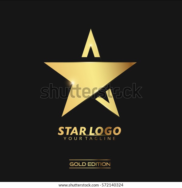 Gold Star Logo Vector Elegant Style Stock Vector (Royalty Free) 572140324