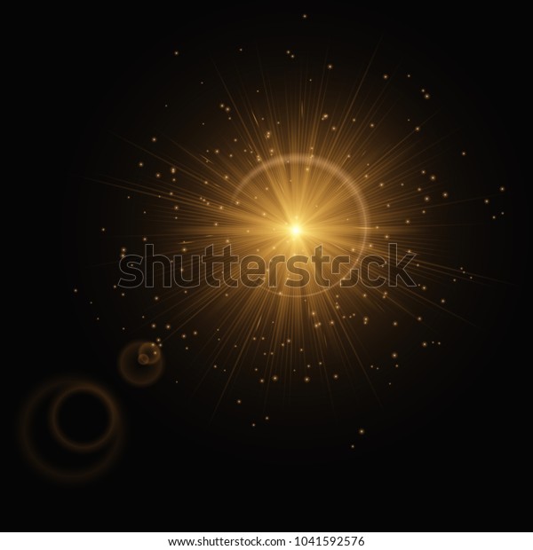 Gold Star On Black Background Bright Stock Vector (Royalty Free ...