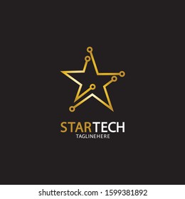Gold Star Technology Logo On Black Stock Vector (Royalty Free ...