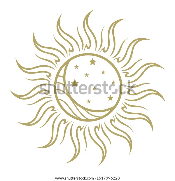Gold Sun Moon Stars Vector Stock Vector (Royalty Free) 1517996228 ...