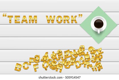 Gold Team Work Letter On White Stock Vector (Royalty Free) 505914547 ...