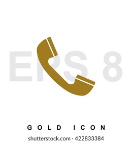 Gold Telephone Vector Icon Communication Symbol Stock Vector (Royalty ...