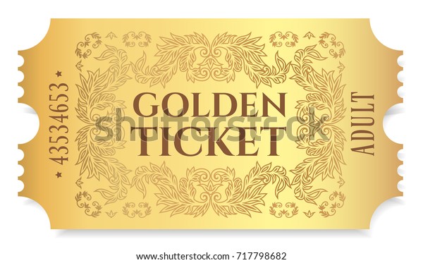 Gold Ticket Golden Token Tearoff Ticket Stock Vector (Royalty Free ...