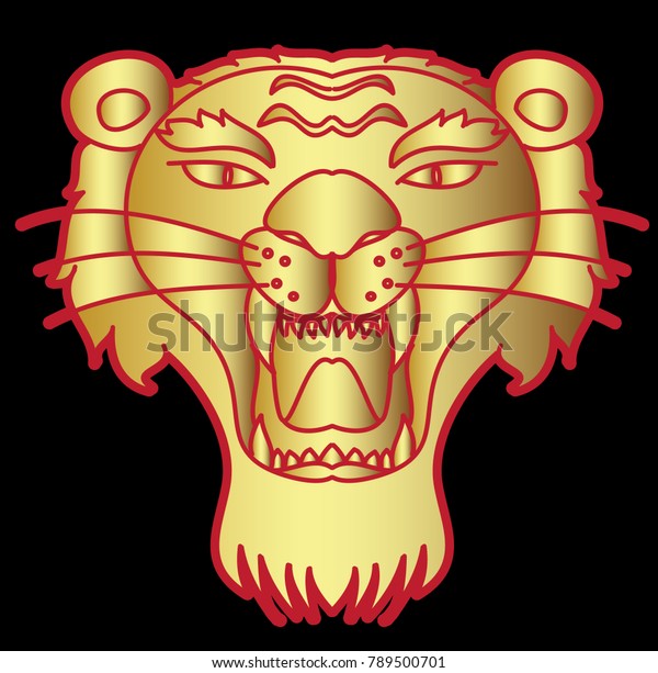 Gold Tiger Vector On Black Backgroundgold Stock Vector (Royalty Free ...
