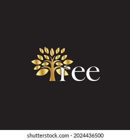 Gold Tree Logo On White On Stock Vector (Royalty Free) 2024436500 ...