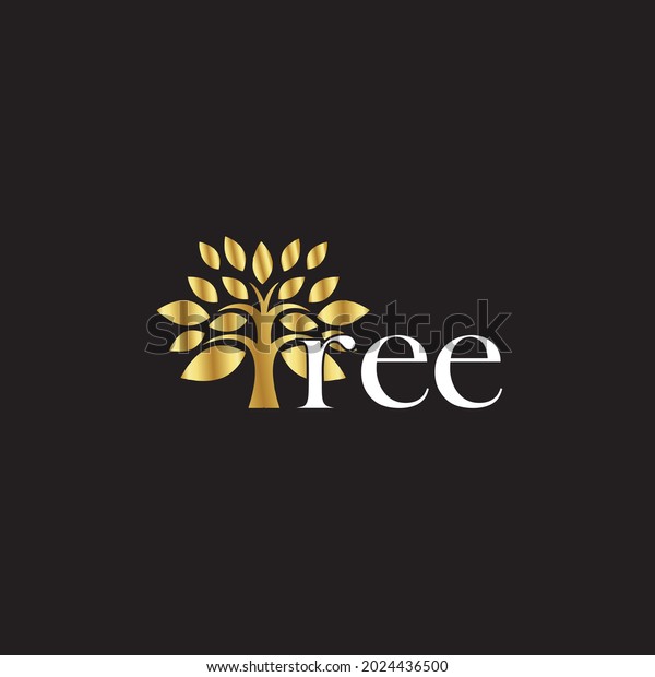 Gold Tree Logo On White On Stock Vector (Royalty Free) 2024436500 ...