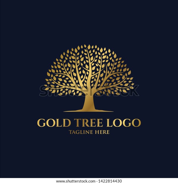 Gold Tree Logo Vector Illustration: vector de stock (libre de regalías ...