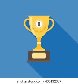 Gold Trophy Illustration Long Shadow Icon Stock Vector (Royalty Free ...