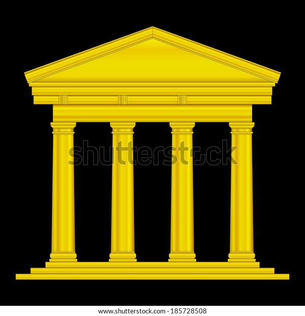 Gold Tuscan Temple Isolated On Black Stock Vector (Royalty Free ...