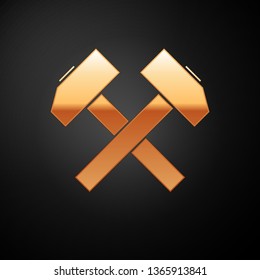 Gold Two Crossed Hammers Icon Isolated Stock Vector (Royalty Free ...