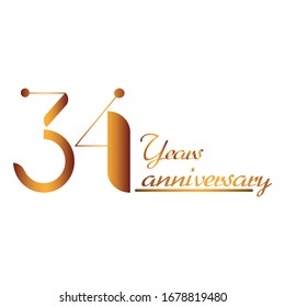 Gold Vector Logo 34 Year Anniversary Stock Vector (Royalty Free) 1678819480