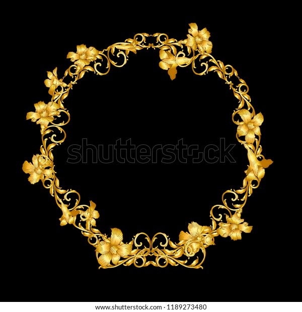 Gold Vintage Flower Frame Stock Vector (Royalty Free) 1189273480 ...