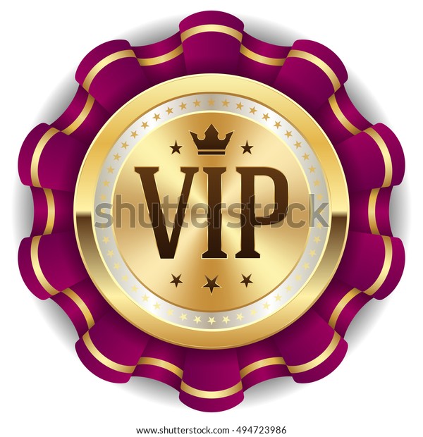 Gold Vip Member Rosette Badge Purple Stock Vector (Royalty Free ...