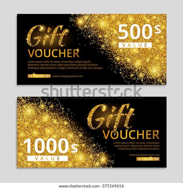 Gold Voucher Glitter Background Shiny Gift Stock Vector (Royalty Free ...