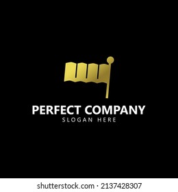 Gold Waving Flag Vector Logo Shades Stock Vector (Royalty Free ...