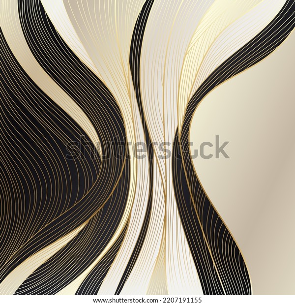 Gold Wavy Pattern Luxurious Golden Linear Stock Vector (Royalty Free ...