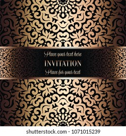 Gold Wedding Invitation Card Template Design Stock Vector (Royalty Free ...