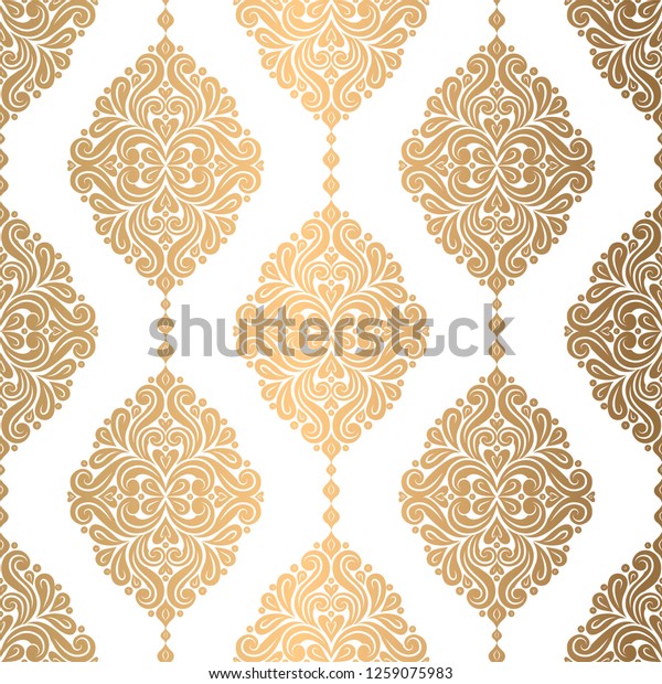 Gold White Ornamental Seamless Pattern Vintage Stock Vector (Royalty ...
