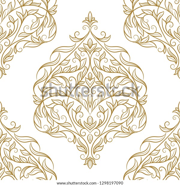 Gold White Ornamental Seamless Pattern Vintage Stock Vector (Royalty ...
