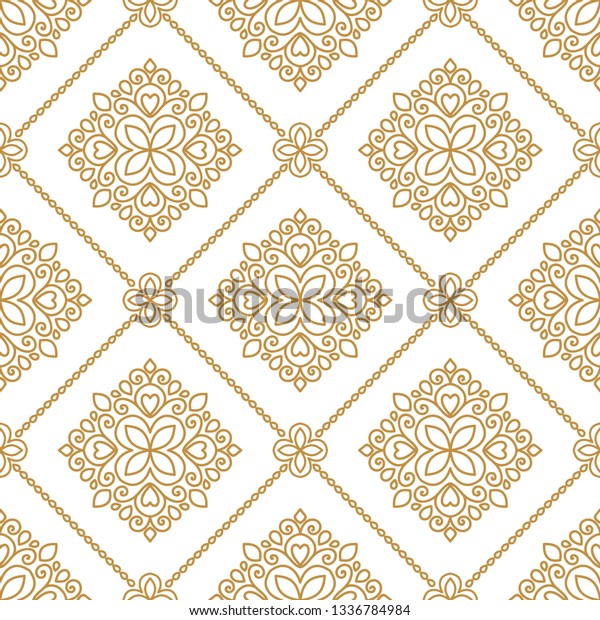 Gold White Ornamental Seamless Pattern Vintage Stock Vector (Royalty ...