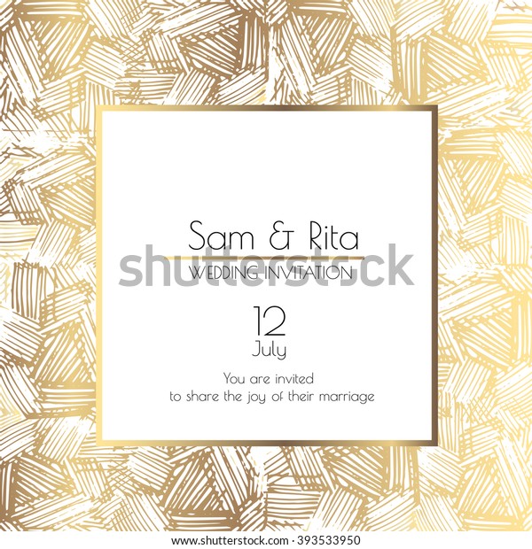 Gold White Square Wedding Card Invitation Stock Vector (Royalty Free ...