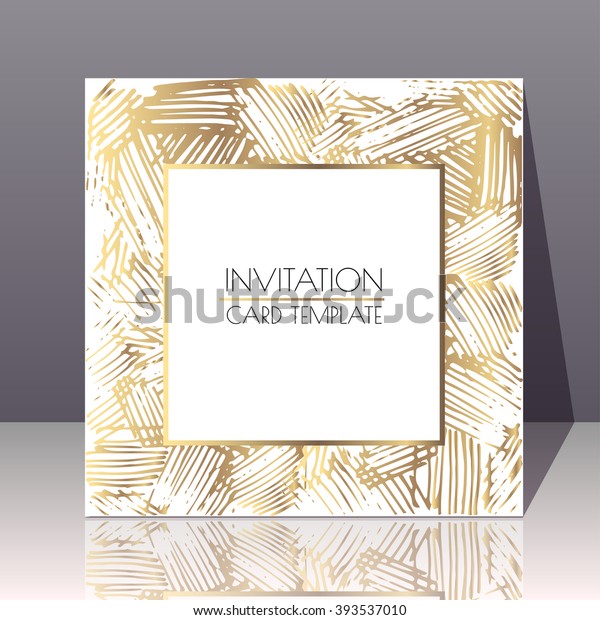 Gold White Square Wedding Card Invitation Stock Vector (Royalty Free ...