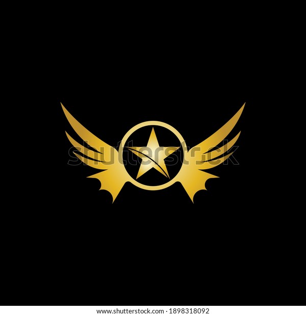 Gold Winged Star Logo Vector Elegant Stock Vector (Royalty Free ...