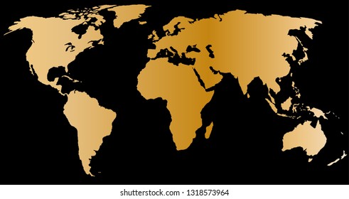 Gold World Map Onblackbackground Eps Vector Stock Vector (Royalty Free ...