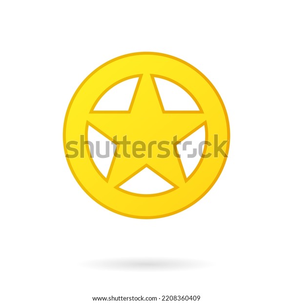 Golden 5 Point Star Badge Icon Stock Vector (Royalty Free) 2208360409 ...
