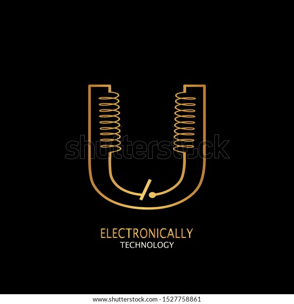 Golden Abstract Techno Electronically Inductor Letter Stock Vector ...