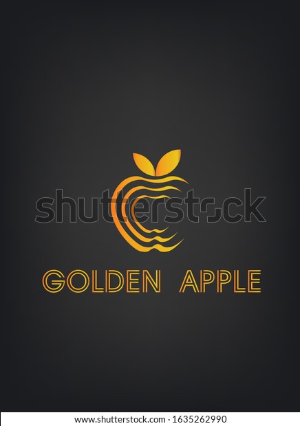 Golden Apple Logo On Black Background Stock Vector (Royalty Free ...