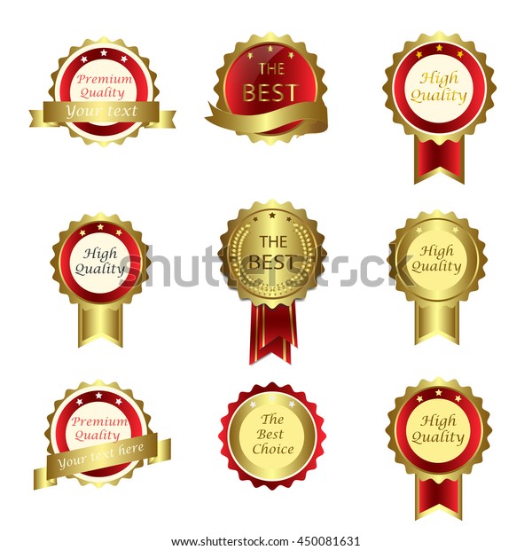 Golden Award Set Label Collection Badge Stock Vector (Royalty Free ...