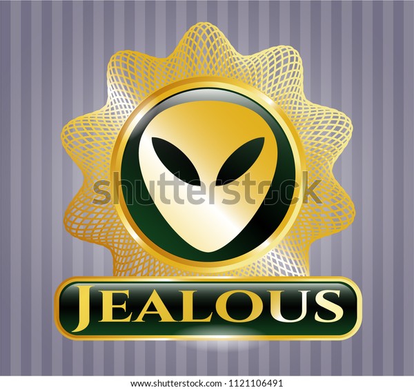 Golden Badge Alien Icon Jealous Text Stock Vector (Royalty Free ...