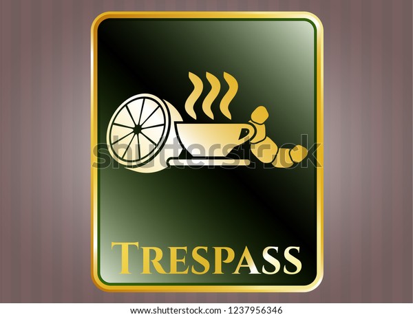 Golden Badge Breakfast Icon Trespass Text Stock Vector (Royalty Free ...
