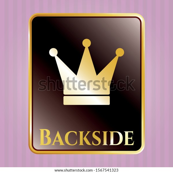 Golden Badge Crown Icon Backside Text Stock Vector (Royalty Free ...