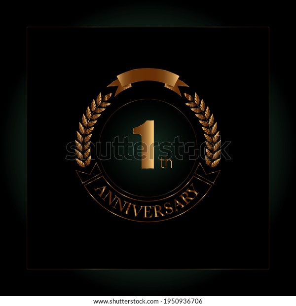 Golden Badge Golden Logo Represents 1th Stock Vector (Royalty Free ...