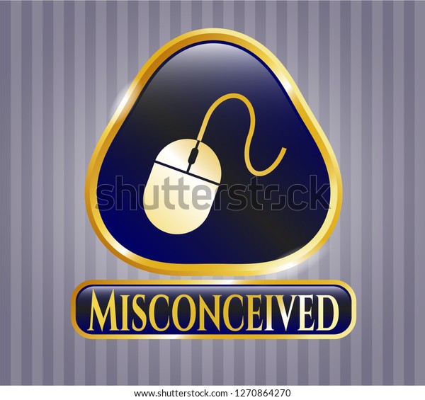 Golden Badge Mouse Icon Misconceived Text Stock Vector (Royalty Free ...