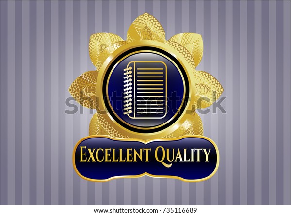 Golden Badge Note Book Icon Excellent Stock Vector (Royalty Free ...