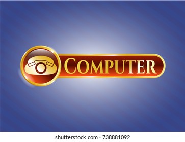 Golden Badge Phone Icon Computer Text Stock Vector (Royalty Free ...
